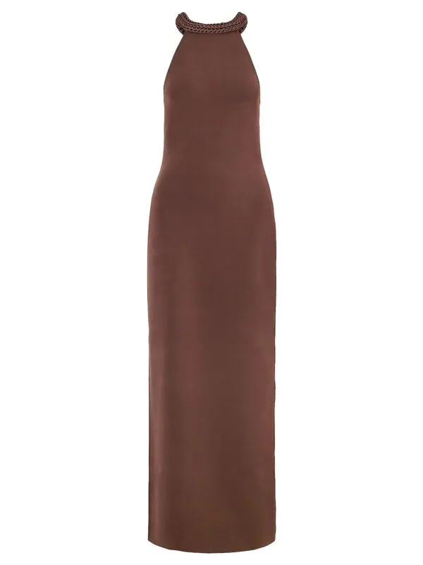 Cult Gaia Knitted Halterneck Maxi Dress - Chocolate