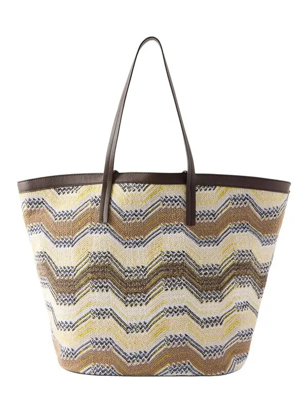 Missoni Leather-trimmed Striped Woven Tote - Yellow
