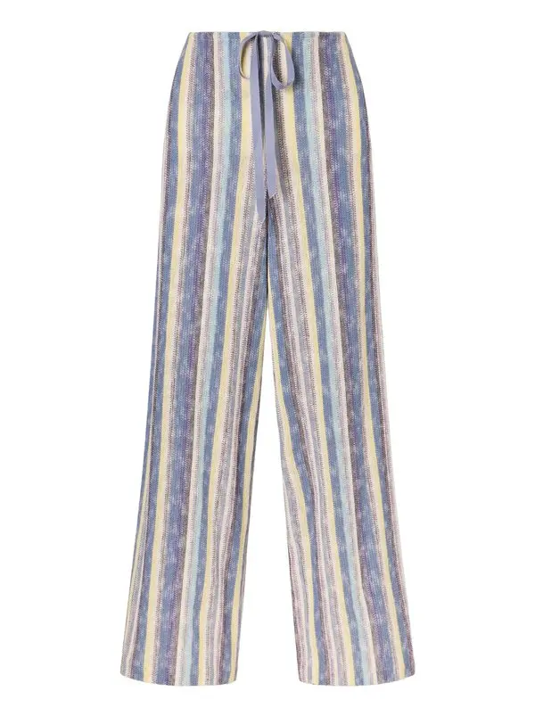 Anna Sui Serape Striped Crocheted Wide-leg Pants - Blue