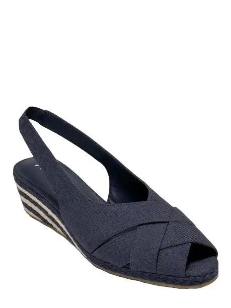 Aerosoles Roberta Slingback Espadrille Wedge Sandal - Navy Linen
