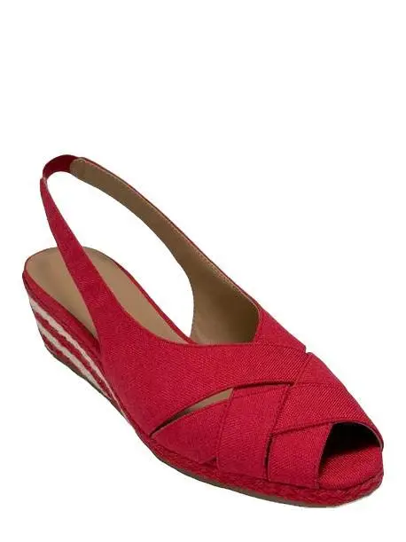 Aerosoles Roberta Slingback Espadrille Wedge Sandal - Rich Red Linen