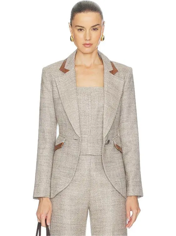 Smythe Taped Seamed Blazer - Taupe Tweed