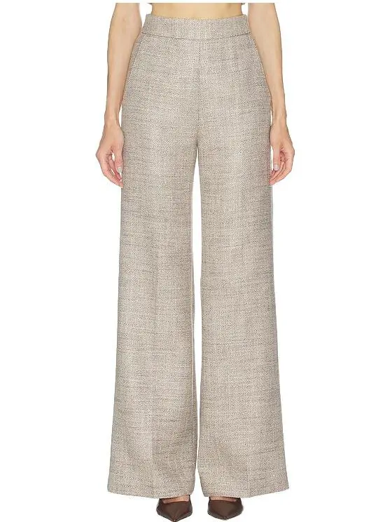 Smythe High Rise Wide Leg Pant - Taupe Tweed