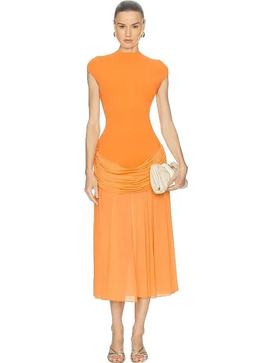 ET OCHS Nola Knit Combo Dress - Tangerine