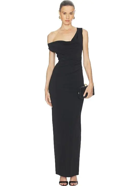 NOOKIE Crush Drape Maxi Dress - Black
