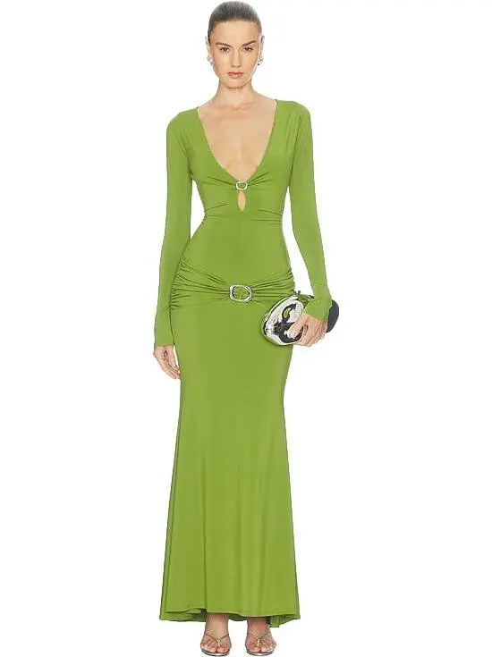 GUIZIO Liora Long Sleeve Dress - Gem Green