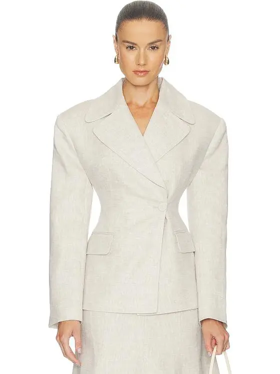CAMILA COELHO Malena Linen Blazer - Tan