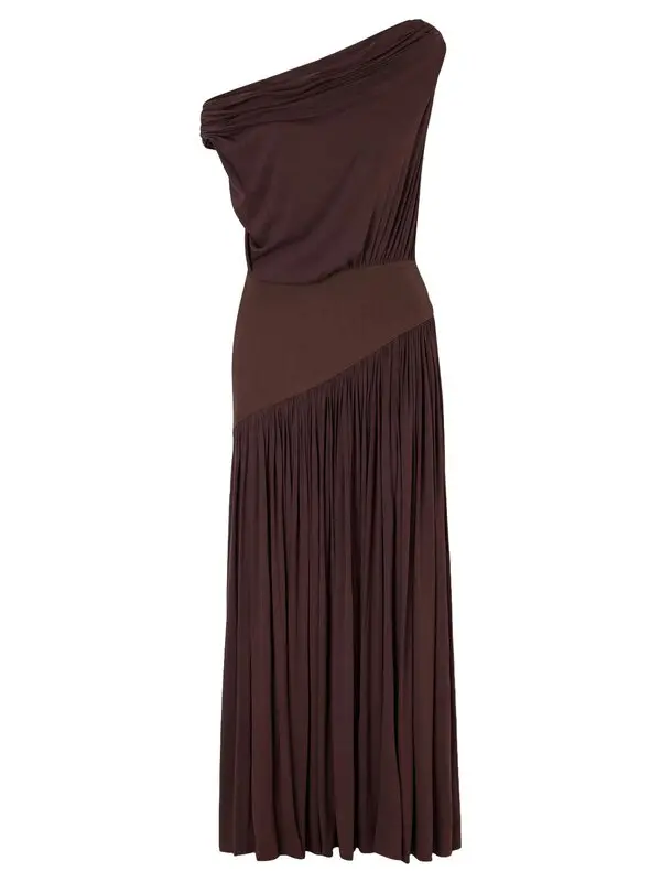 ABADIA Gwen One-shoulder Maxi Dress - Brown