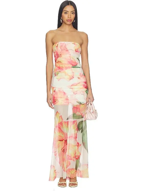 Amanda Uprichard Leo Maxi Dress - Hibiscus Print