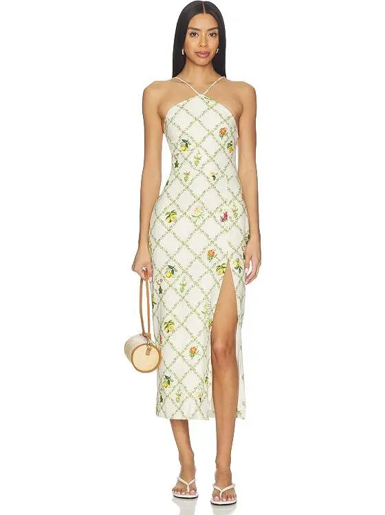 Amanda Uprichard Abby Midi Dress - Trellis Print