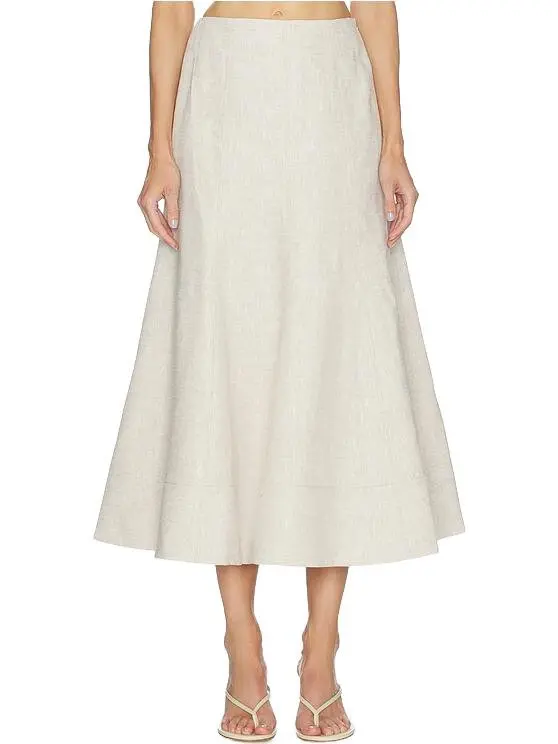 CAMILA COELHO Malena Linen Midi Skirt - Tan