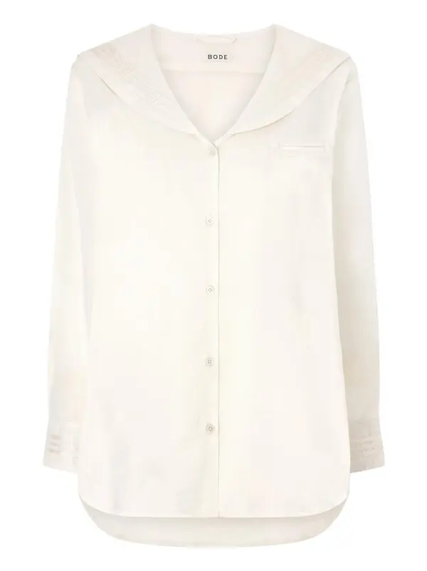 BODE Marina Cotton-voile Shirt - Neutrals