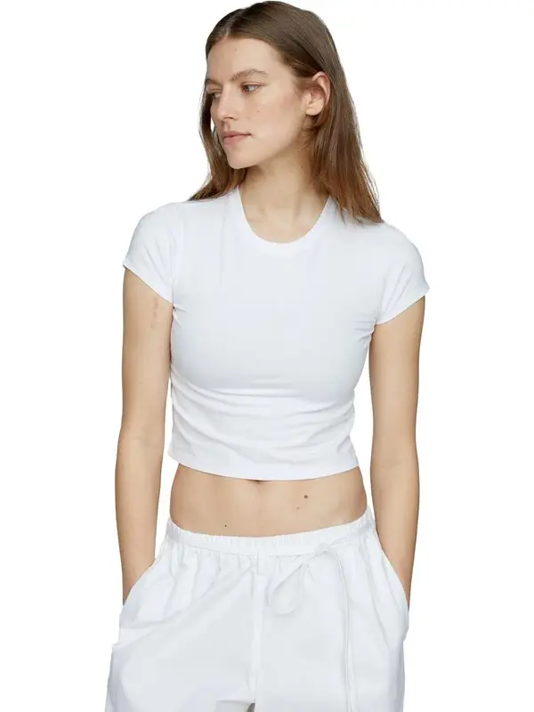 ATM Anthony Thomas Melillo Stretch Cotton Cropped Baby T-shirt - White