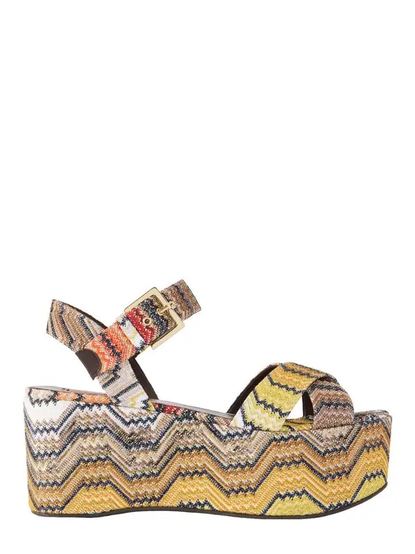 Missoni Julia Striped Woven Lurex Platform Sandals - Orange