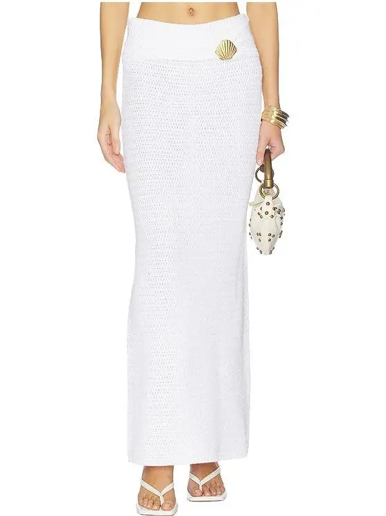 4TH & RECKLESS Crochet Knit Maxi Skirt - White