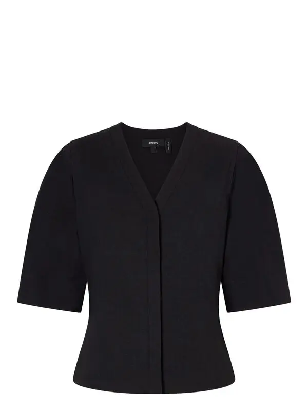 Theory Linen-blend Blouse - Black