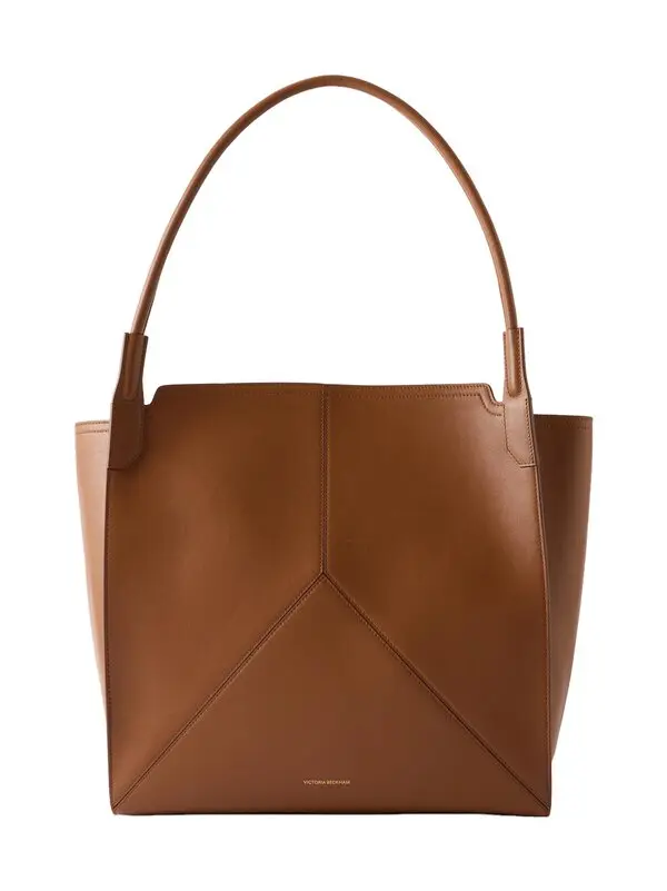 Victoria Beckham Paneled Leather Tote - Brown