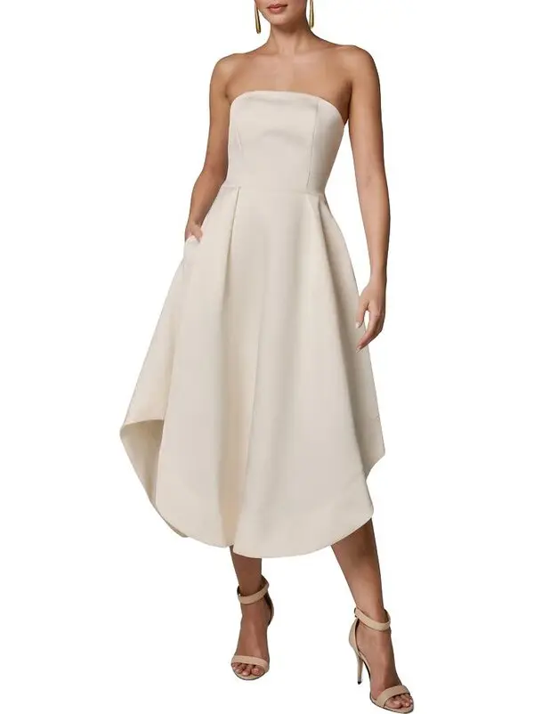Donna Karan New York Strapless Satin Gown - Cream