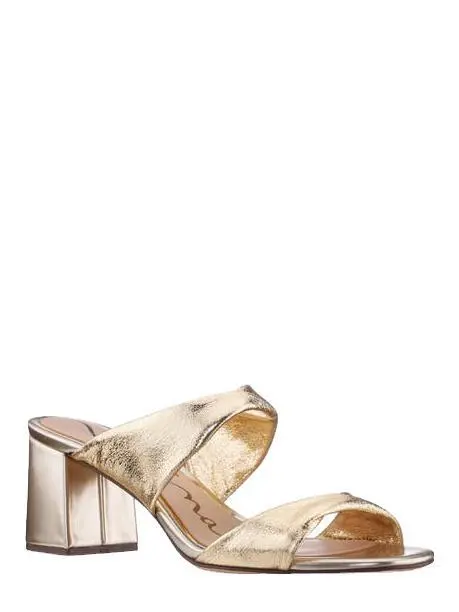 Nina Bassie Block Heel Slide Sandal - Gold Soft