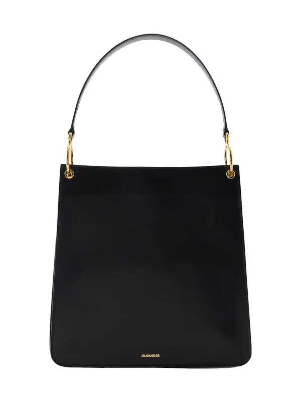JIL SANDER Otto Medium Leather Shoulder Bag - Black