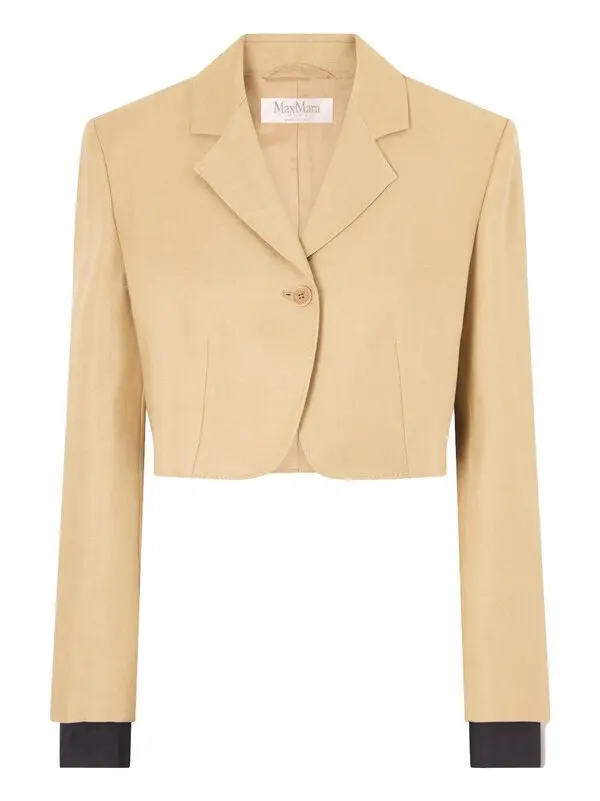 Max Mara Cropped Linen-twill Blazer - Neutrals