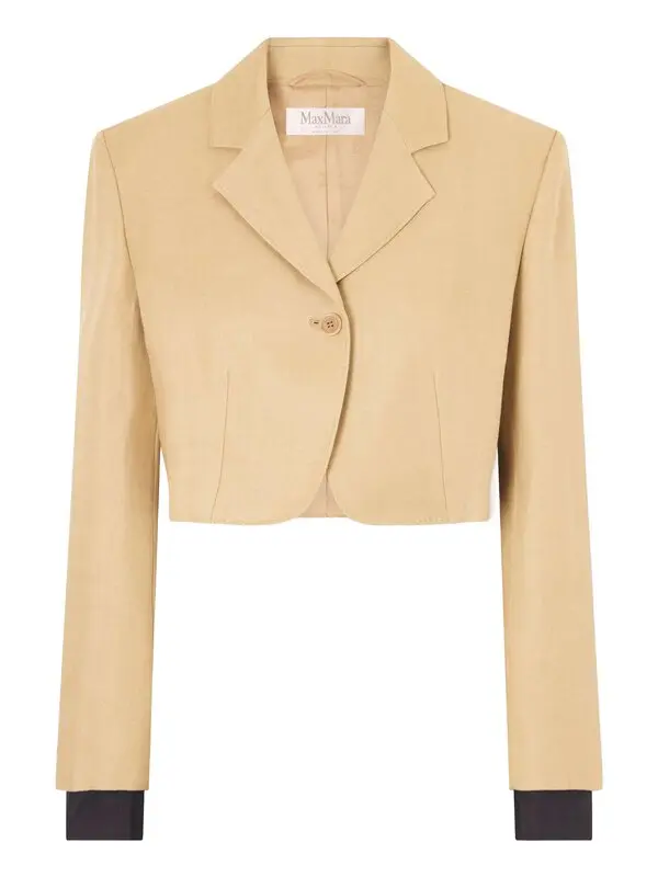 Max Mara Cropped Linen-twill Blazer - Sand