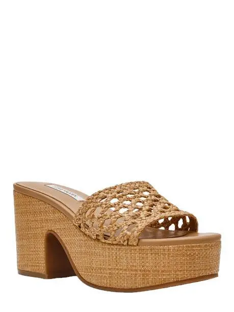 Steve Madden Torch Platform Slide Sandal - Natural Raffia