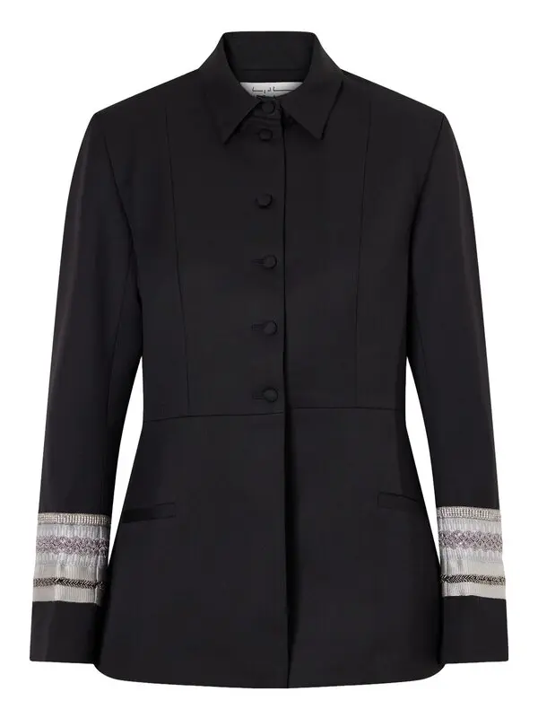 ABADIA Grosgrain-trimmed Wool-blend Twill Jacket - Black