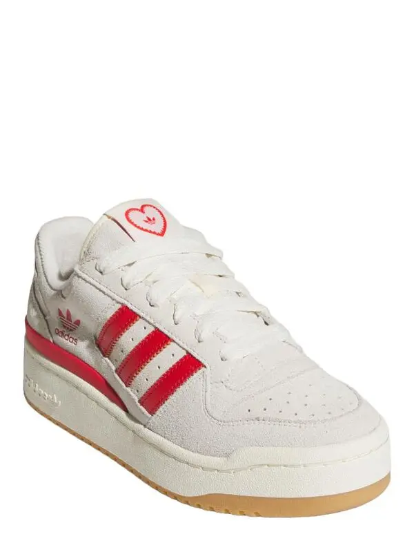 Adidas Forum Bold Stripes Sneakers - Cream White / Red / Sandy Pink