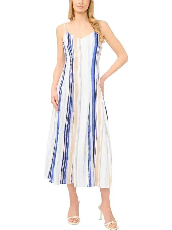 Halogen Stripe Godet A-line Sundress - Blue Multi