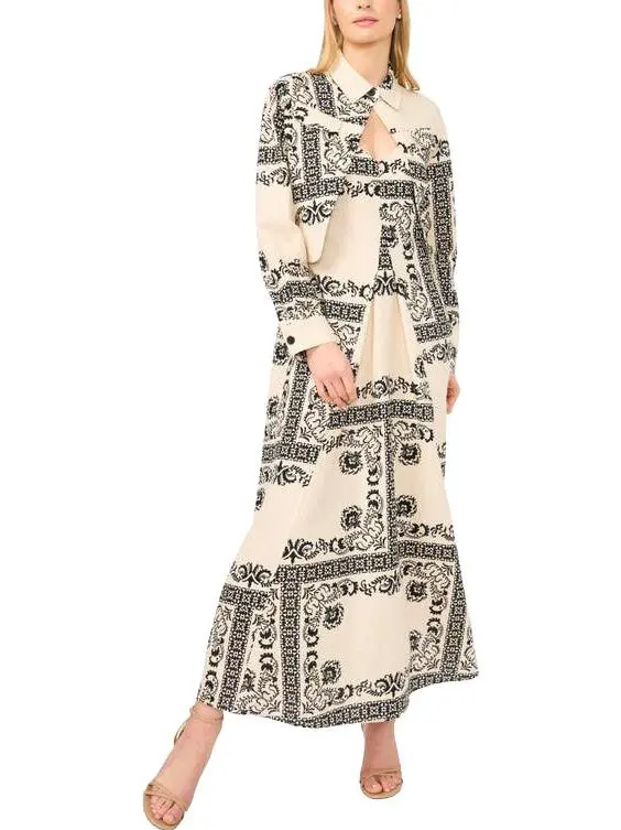 Halogen Printed Sleeveless Maxi Dress With Jacket - Rich Black 060
