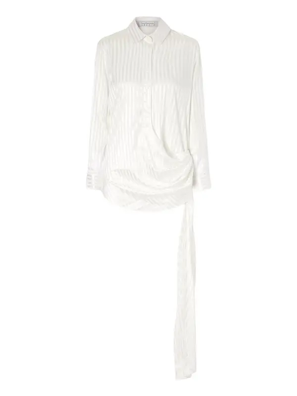 ABADIA Striped Stretch-silk Satin Blouse With Scarf Detail - White