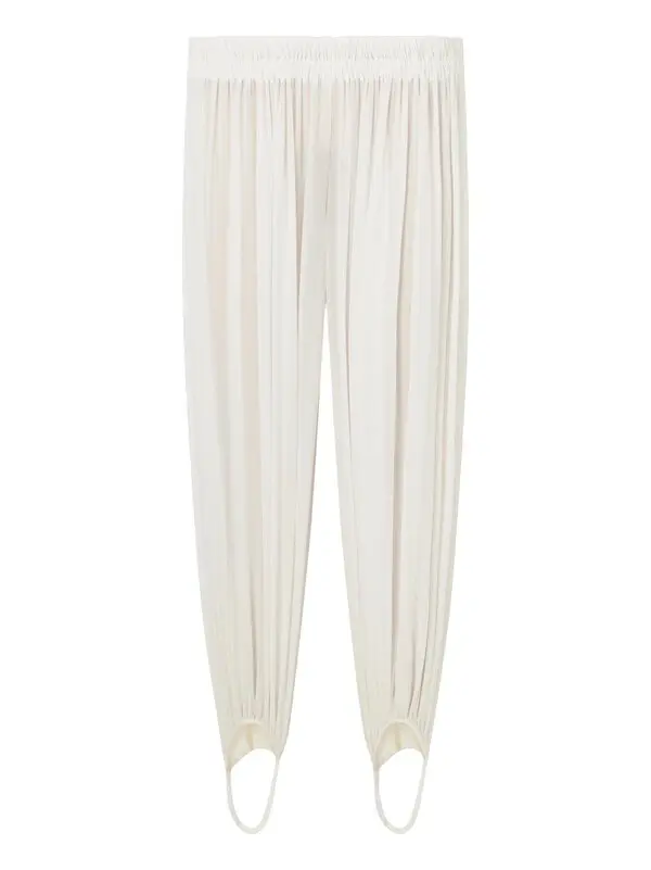 Alaïa Shirred Stretch-silk Georgette Tapered Pants - Neutrals