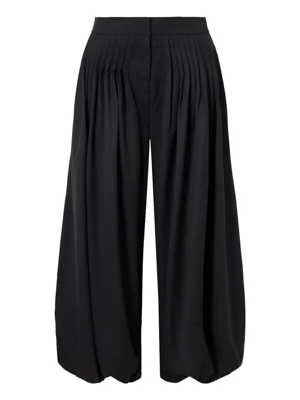 ABADIA Sherwal Pleated Wool-blend Twill Tapered Trousers - Black