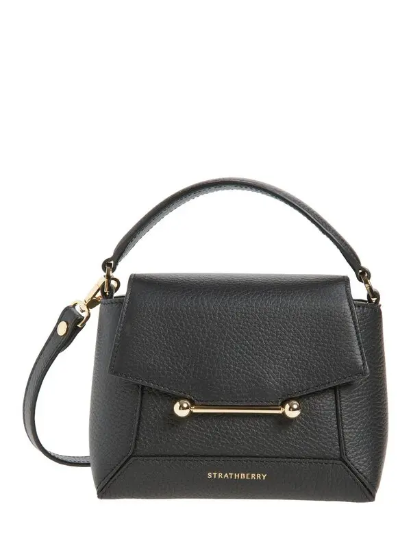 Strathberry Nano Mosaic Grained Leather Top Handle Bag - Black