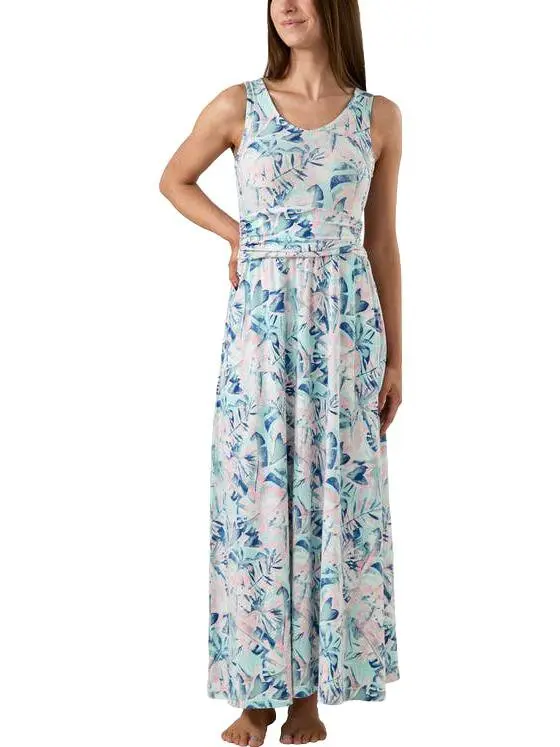 UV SKINZ V-neck Maxi Dress With Pockets - Beach Glass Palms