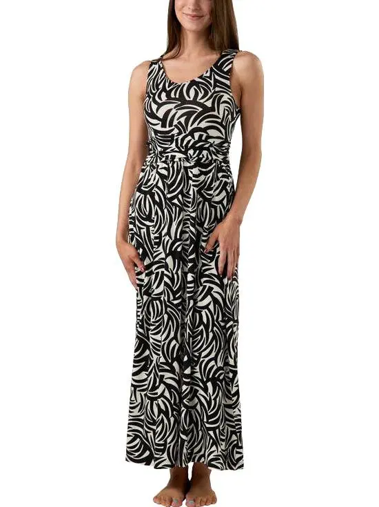 UV SKINZ V-neck Maxi Dress With Pockets - Black Current