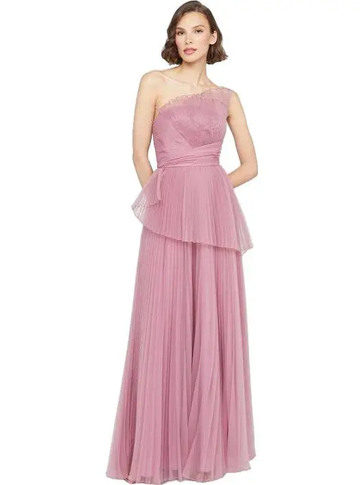 Theia Delphine Pleated Organza Gown - Dusk