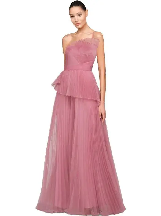 Theia Delphine Pleated Organza Gown - Dusk