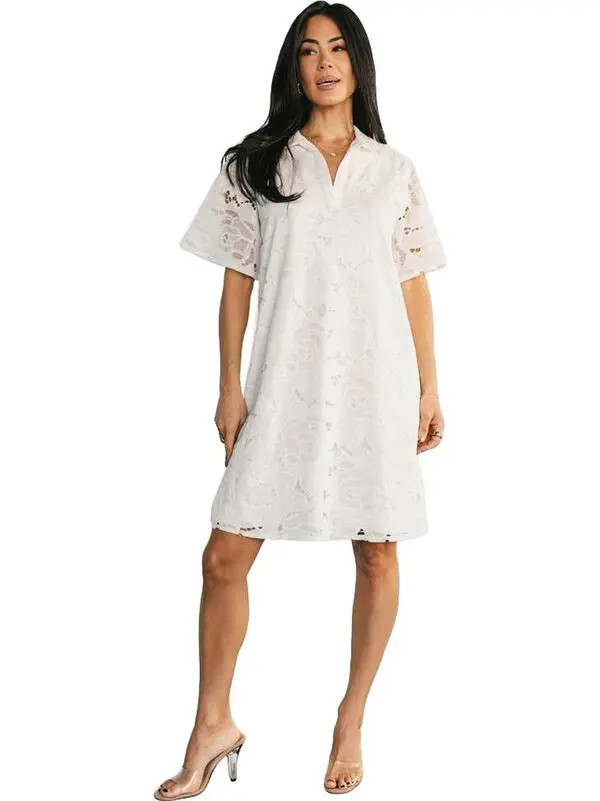 BALTIC BØRN Calida Lace Shift Dress - Off White