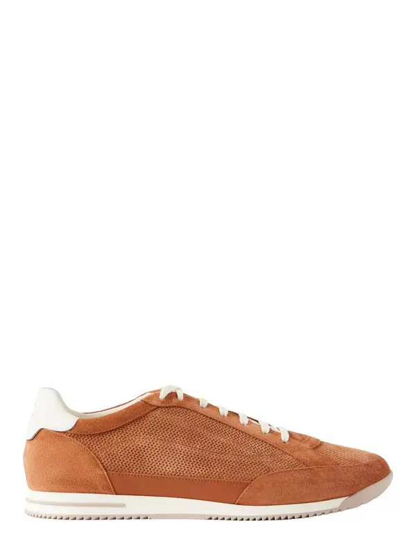 Brunello Cucinelli Leather-trimmed Suede Sneakers - Brown