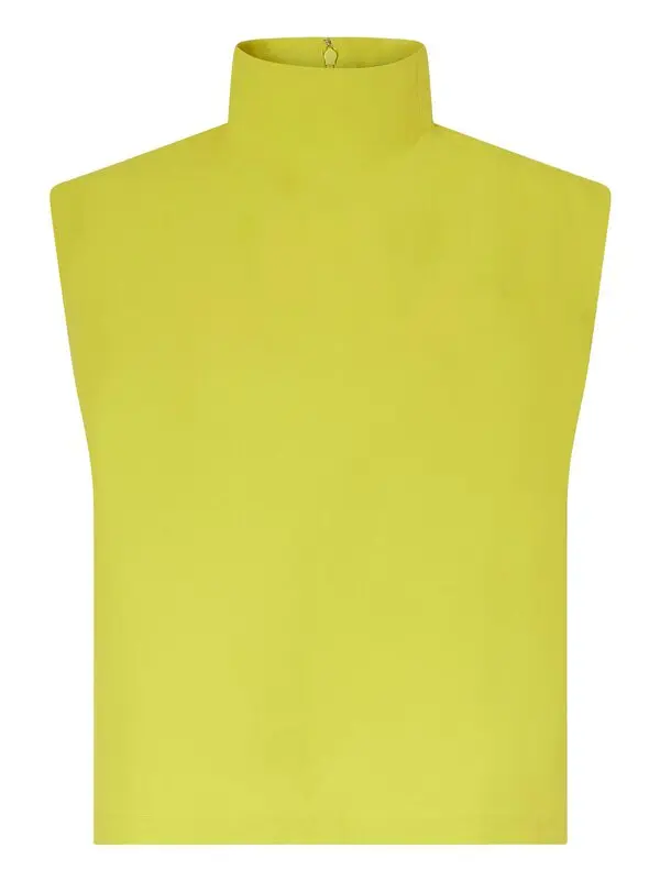 Alaïa Paper-blend Poplin Turtleneck Top - Yellow