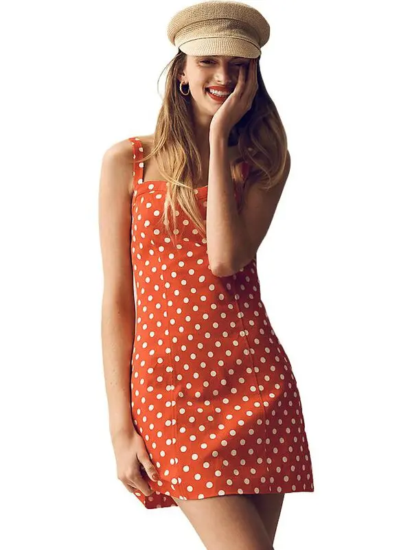 Maeve Sweetheart Polka Dot Mini Dress - Tomato