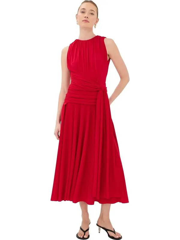 Brandon Maxwell The Isadora Knot-detailed Draped Maxi Dress - Red
