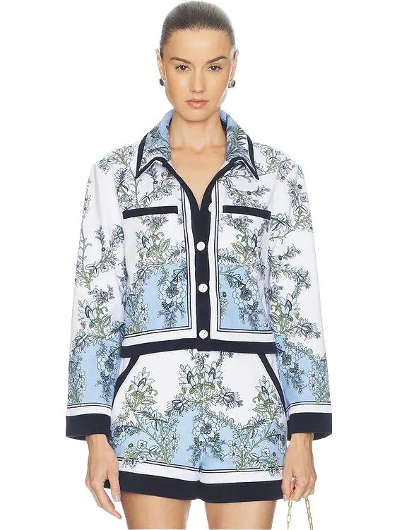 Veronica Beard Novelle Cardigan In Floral Print - Blue