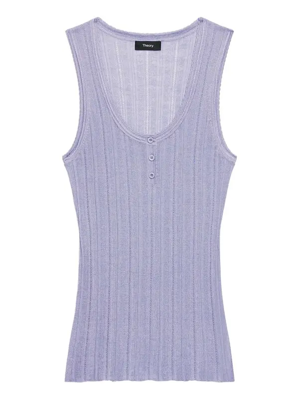 Theory Pointelle Rib Knit Tank Top - Blue