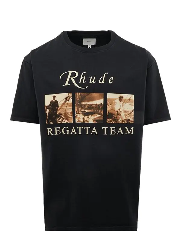 Rhude Usvi Regatta Tour Tee Vintage And White - Black