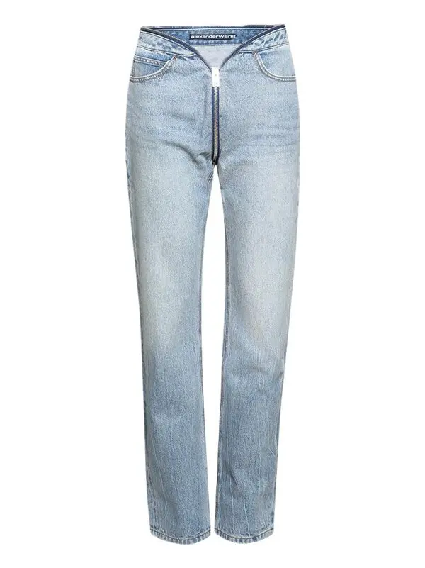 Alexander Wang Dipped V Zip Waistband Straight Leg Jean - Blue