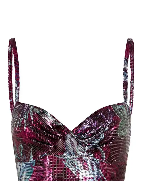 Rabanne Palm Tree Bralette Top - Multi