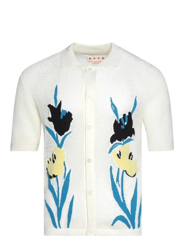Marni Flower Mesh Cardigan - Ivory